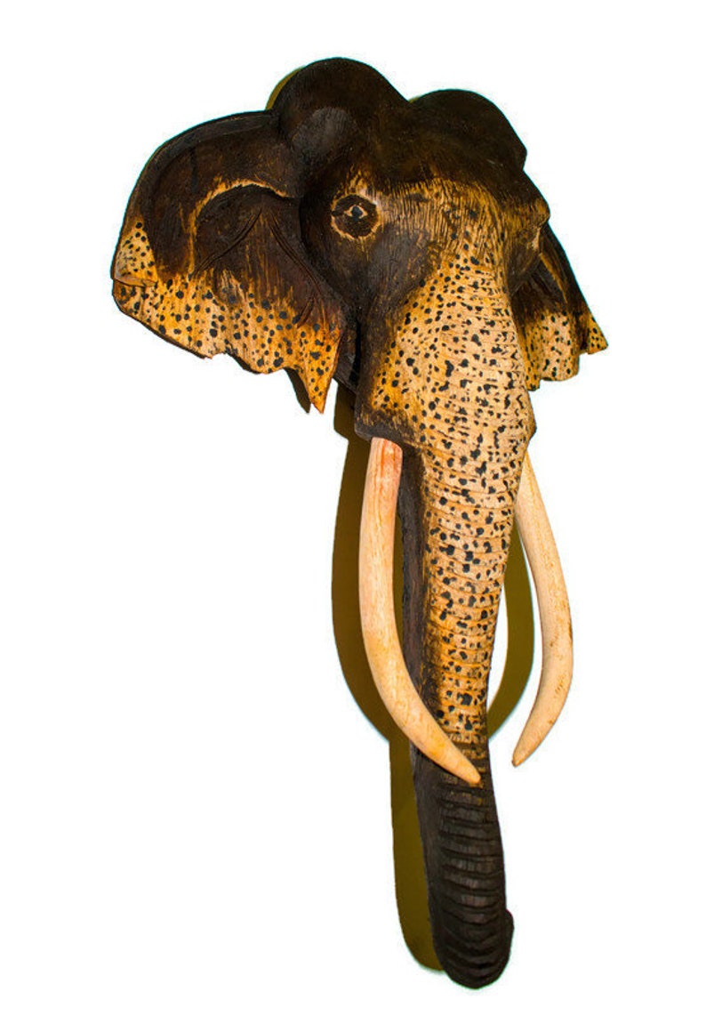 Elephant Head Sculpture Wooden Handcrafted Wall Hanging | Etsy