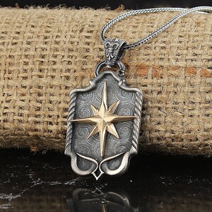 Mens Silver Necklace Mens Pendant Silver Compass Silver - Etsy