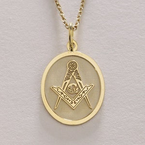 14k Gold Masonic Necklace , Solid Gold Masonic Pendant , Personalized ...