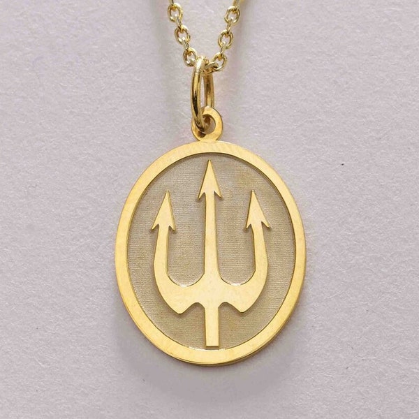Gold Trident Necklace Pendant - Etsy