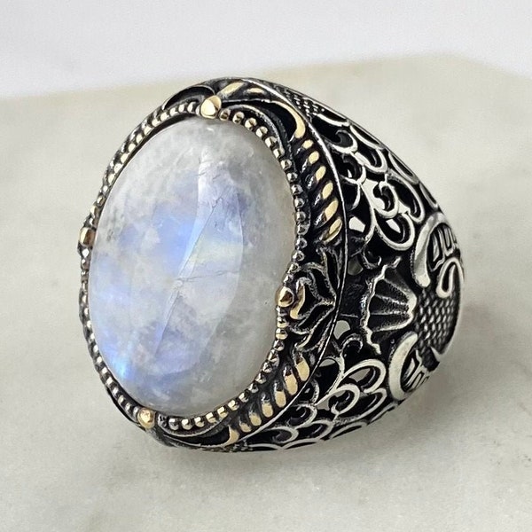 Mens Moonstone Ring - Etsy