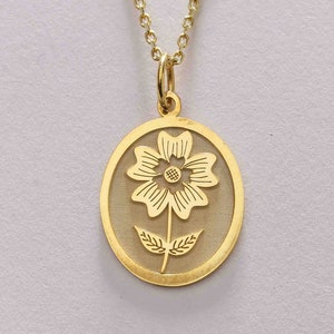 14k Gold Periwinkle Flower Necklace , Personalized Tiny Periwinkle ...