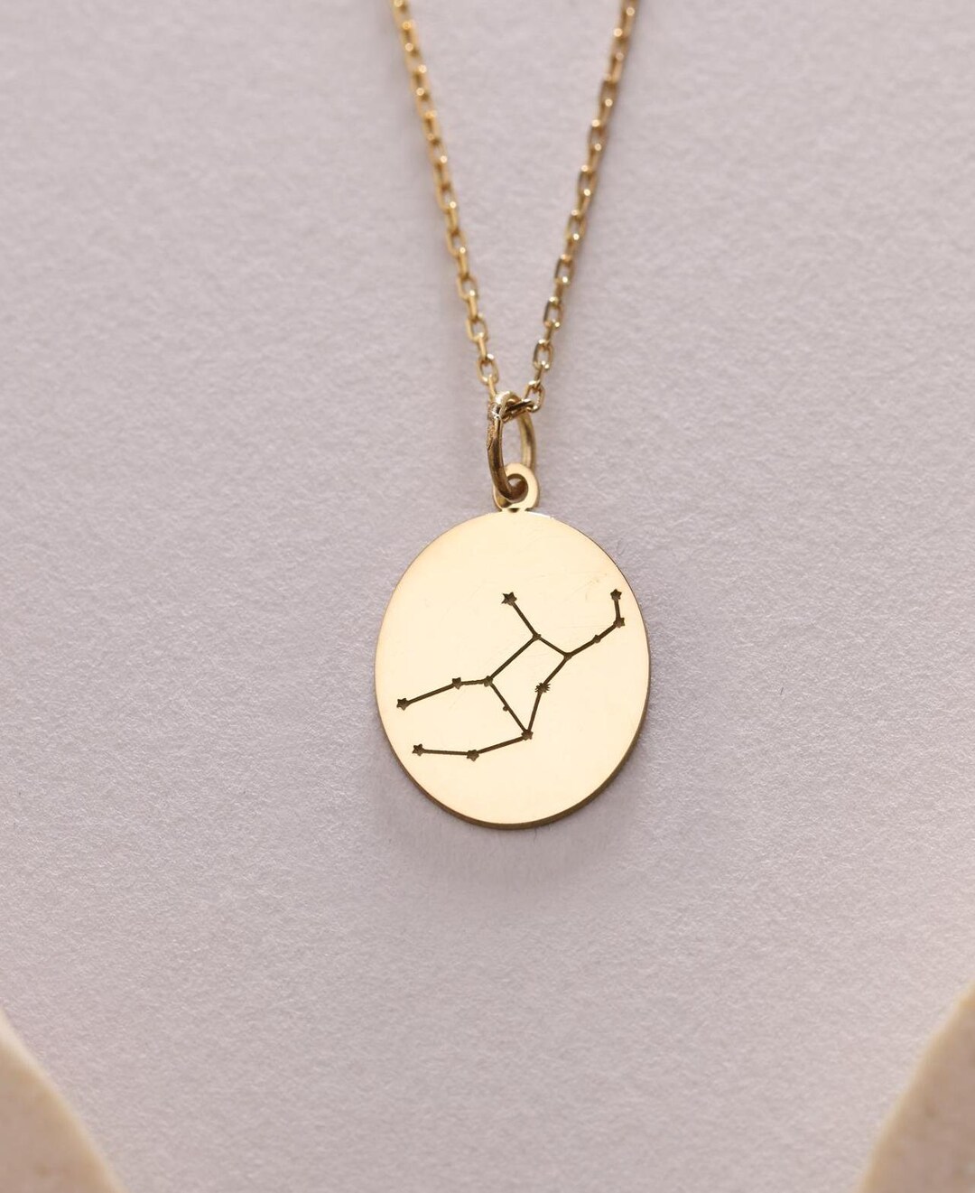 14k Gold Virgo Necklace, Virgo Zodiac Pendant, Astrology Charm, Zodiac ...