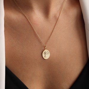 14k Gold Dandelion Necklace , Solid Gold Dandelion Pendant ...
