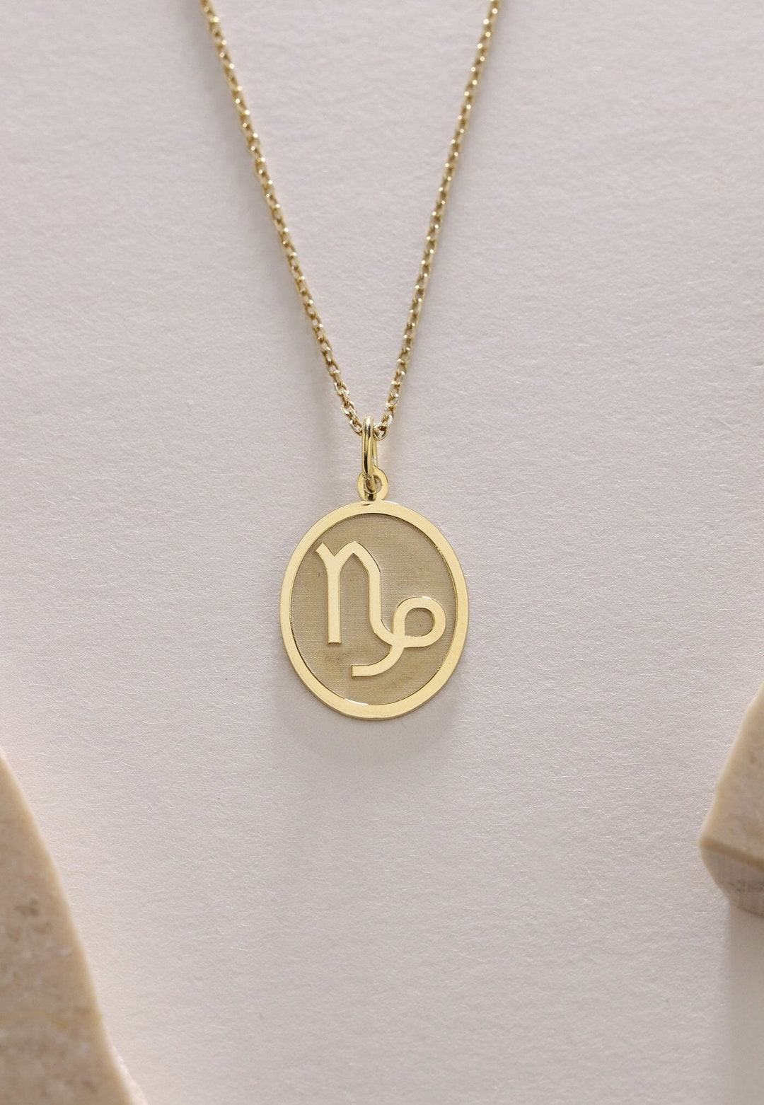 14k Gold Capricorn Necklace , Solid Gold Capricorn Zodiac Pendant ...