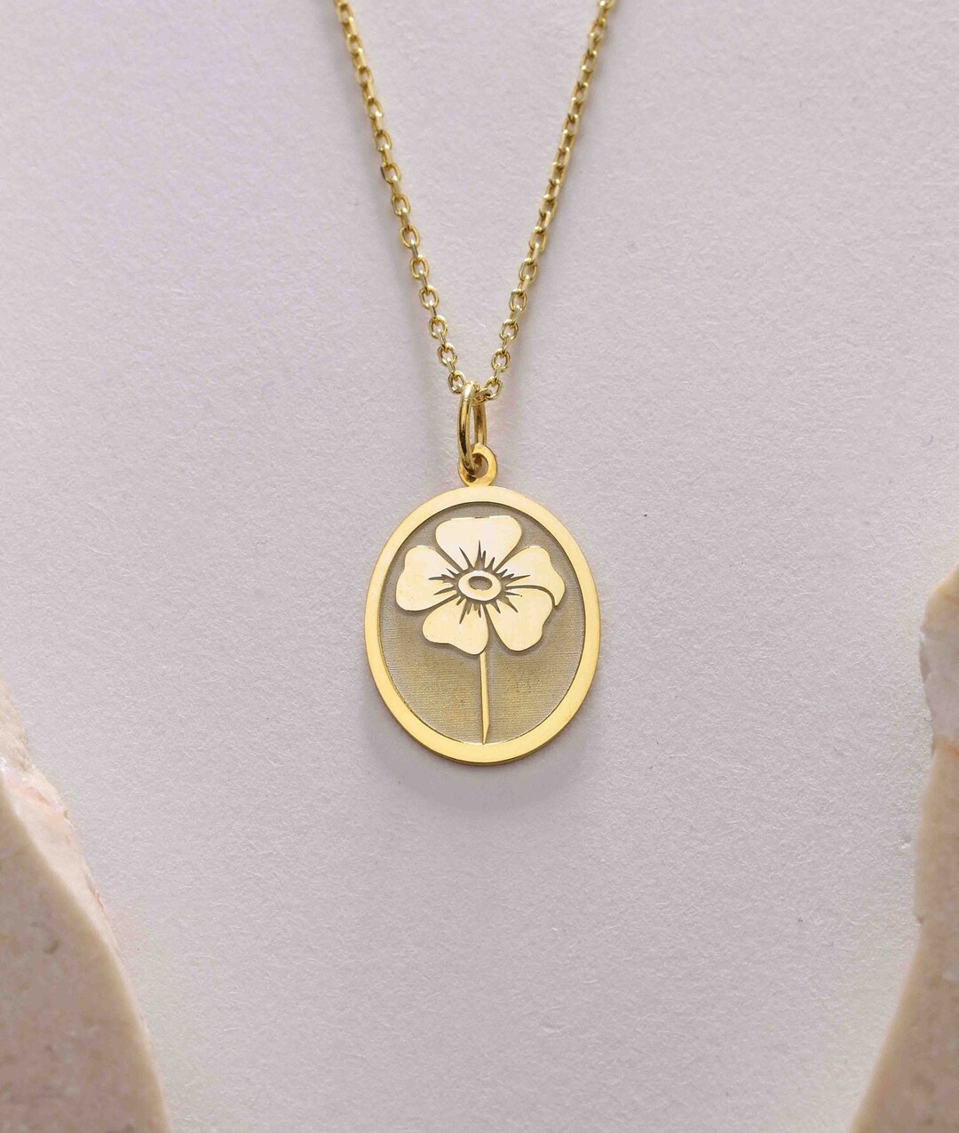 14k Gold Daffodil Flower Necklace , Personalized Tiny Daffodil Pendant ...