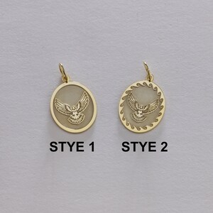14k Gold Holy Spirit Necklace , Solid Gold Religious Pendant ...