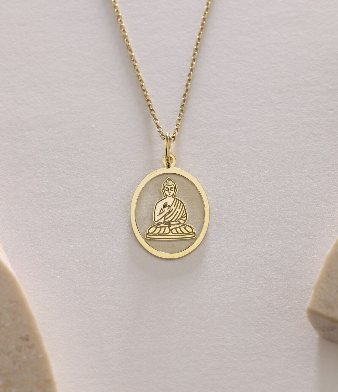 14K Gold Buddha Necklace , Buddha Pendant , Personalized Buddhism Gold ...