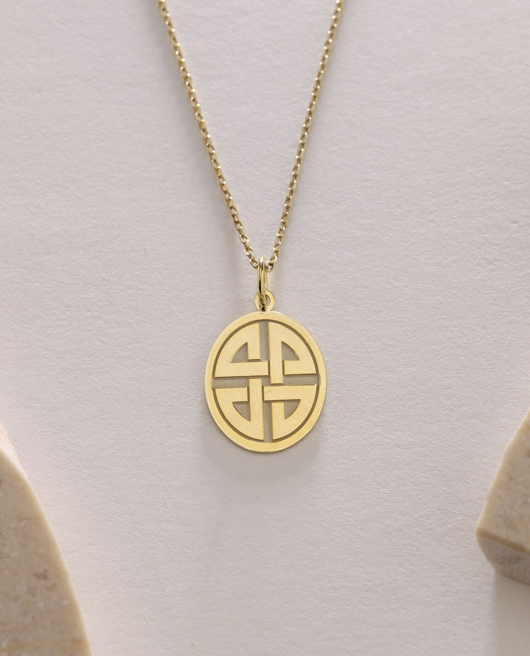 14k Gold Celtic Shield Necklace , Solid Gold Celtic Shield Symbol ...