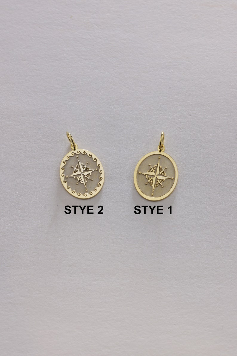 14 Gold Compass Necklace, Personalized Compass Pendant, Gold Compass ...