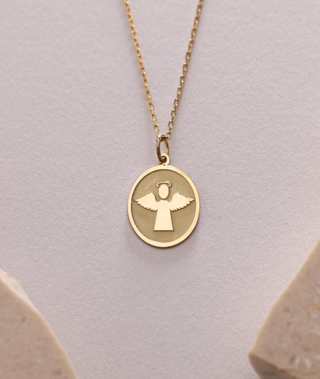 14k Solid Gold Angel Necklace ,angel Pendant , Personalized Angel ...