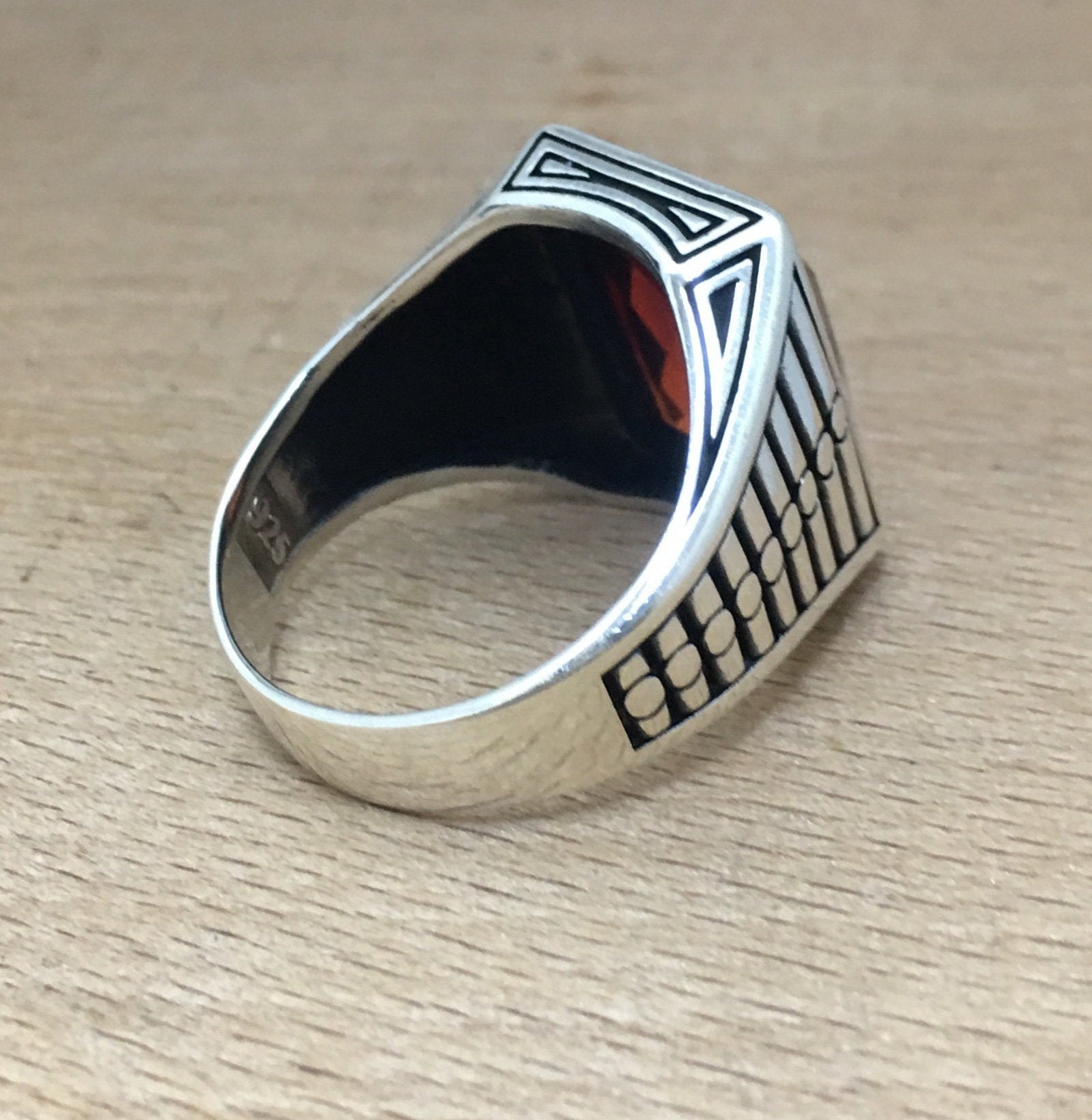 Handmade Silver Men Rings Mens Ring Unique Men Ring Garnet - Etsy