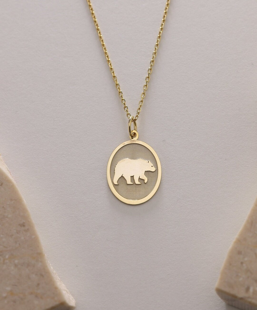 14k Gold Bear Necklace , Mama Bear Pendant , Solid Celtic Bear Pendant ...