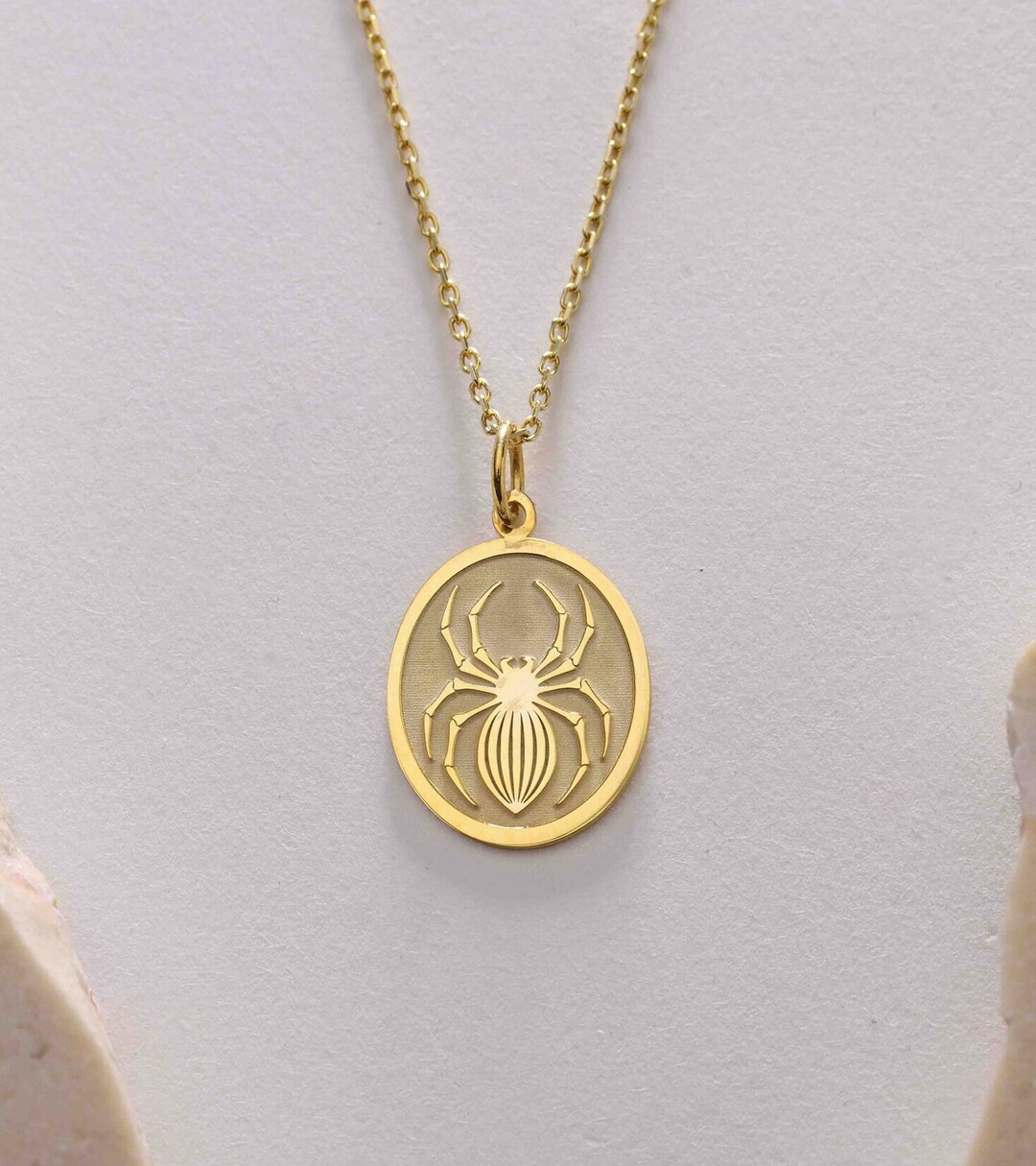 14k Solid Gold Spider Necklace , Personalized Spider Pendant , Spider ...