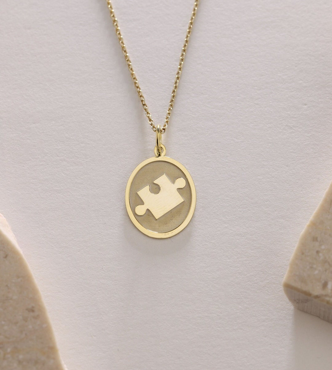 14k Gold Gold Puzzle Piece Necklace, Gift for Best Friend or for Mum ...