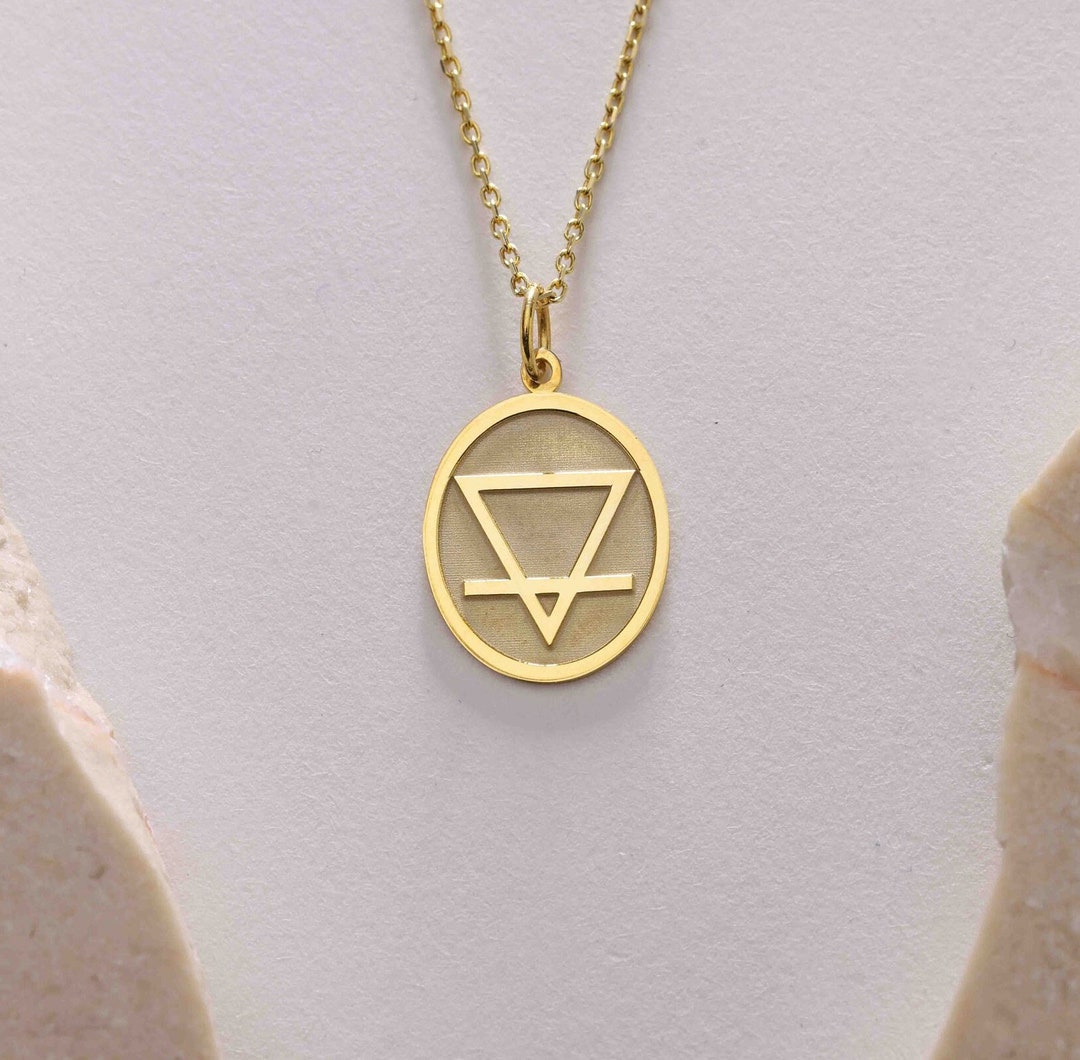14k Solid Gold Earth Element Symbol Necklace , Personalized Earth ...