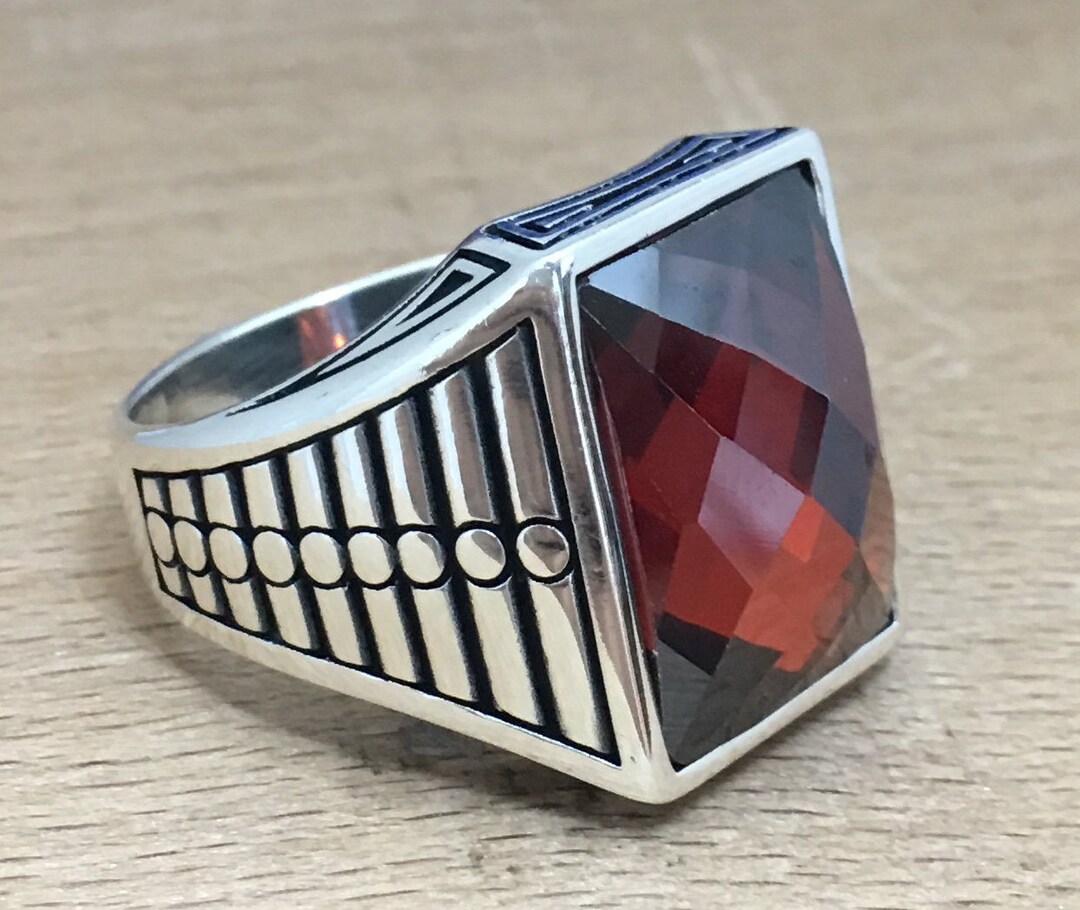 Handmade Silver Men Rings Mens Ring Unique Men Ring Garnet - Etsy