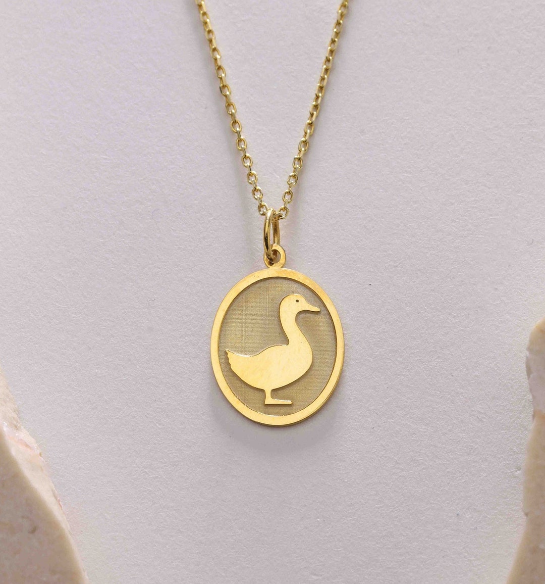 14k Gold Duck Necklace , Cute Jewelry, Real Gold Duck Pendant,quirky ...
