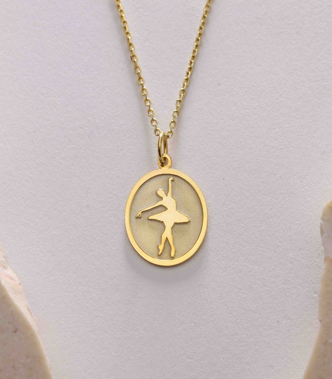 14k Gold Ballerina Pendant , Dance Necklace , Gold Ballet Charm, 14K ...