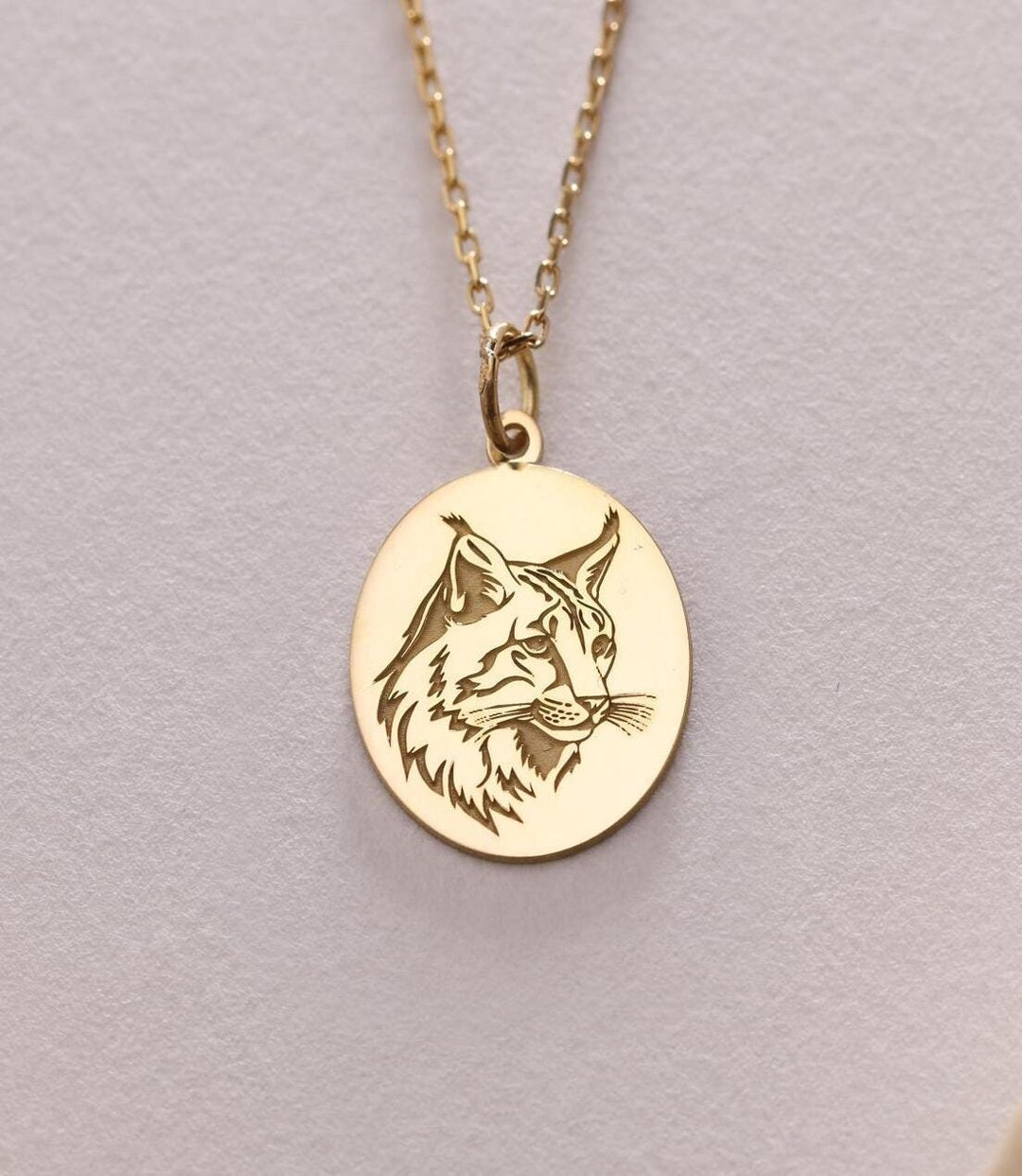 14k Solid Gold Cat Necklace, Personalized Cat Pendant, Gold Cat Jewelry ...