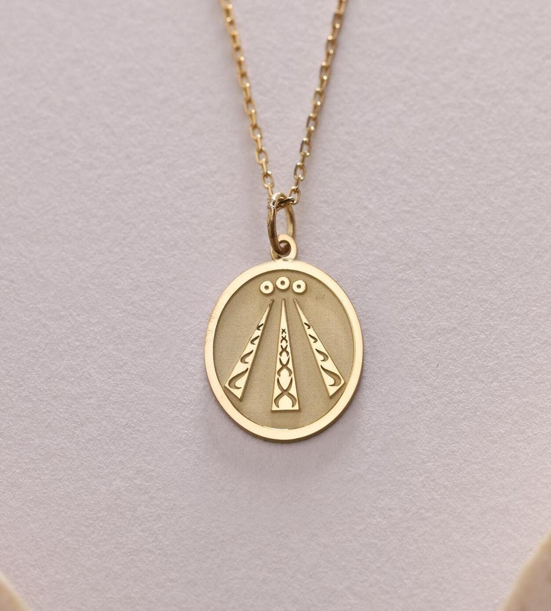 14k Gold Druid Awen Pendant , Personalized Druid Welsh Necklace ...