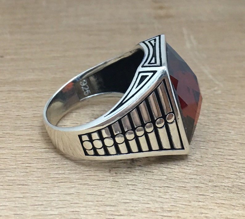 Handmade Silver Men Rings Mens Ring Unique Men Ring Garnet - Etsy