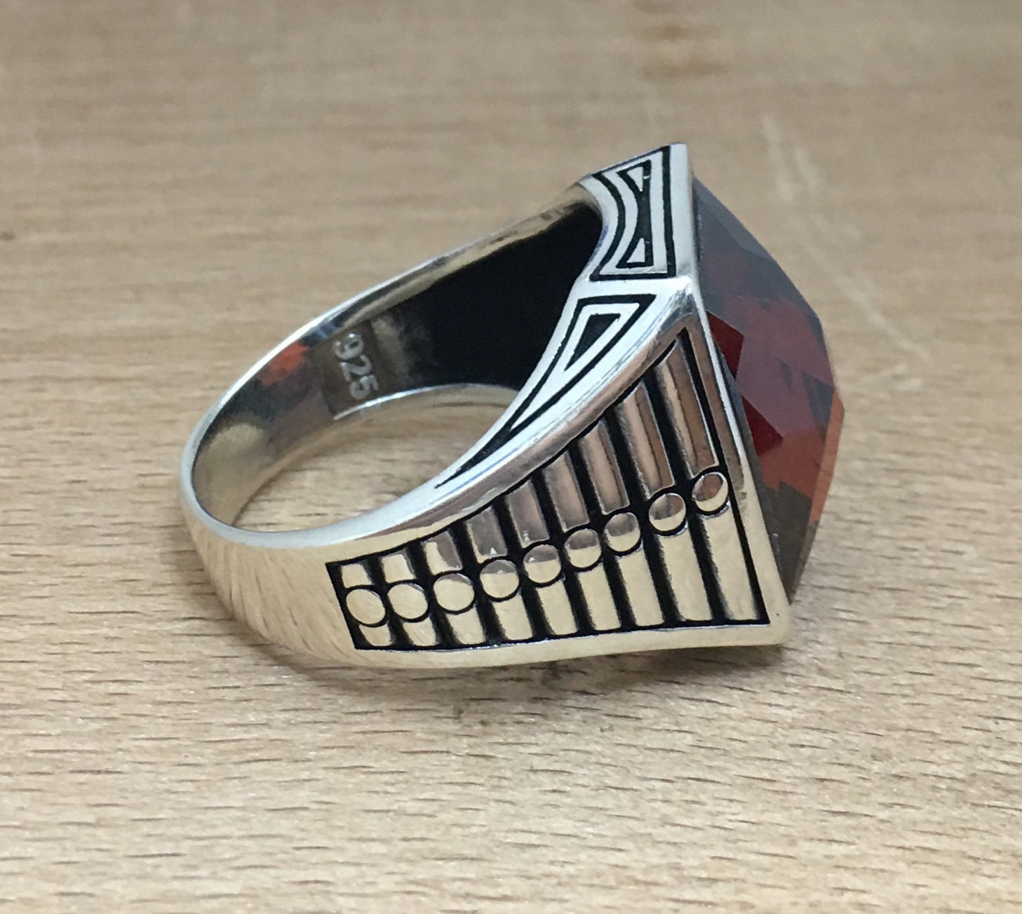 Handmade Silver Men Rings Mens Ring Unique Men Ring Garnet - Etsy