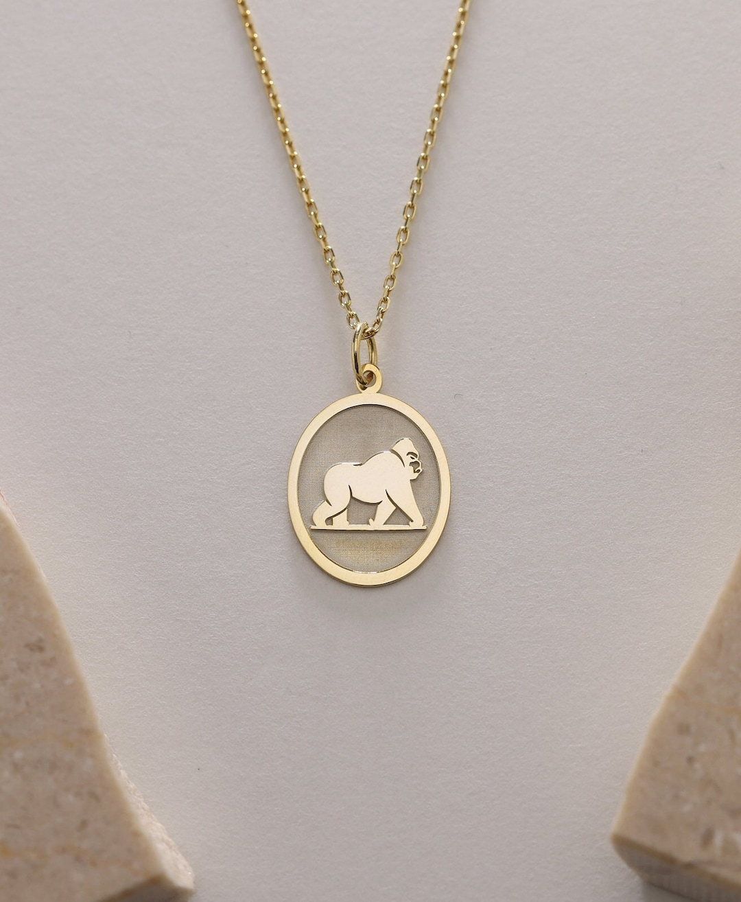 14k Gold Gorilla Necklace , Personalized Gorilla Pendant , Gorillaz ...
