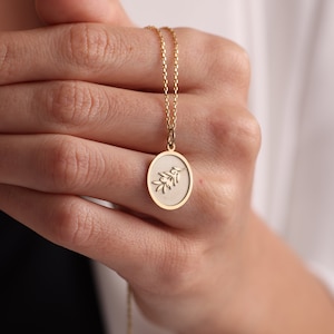 14k Gold Olive Branch Necklace , Solid Gold Olive Pendant ...