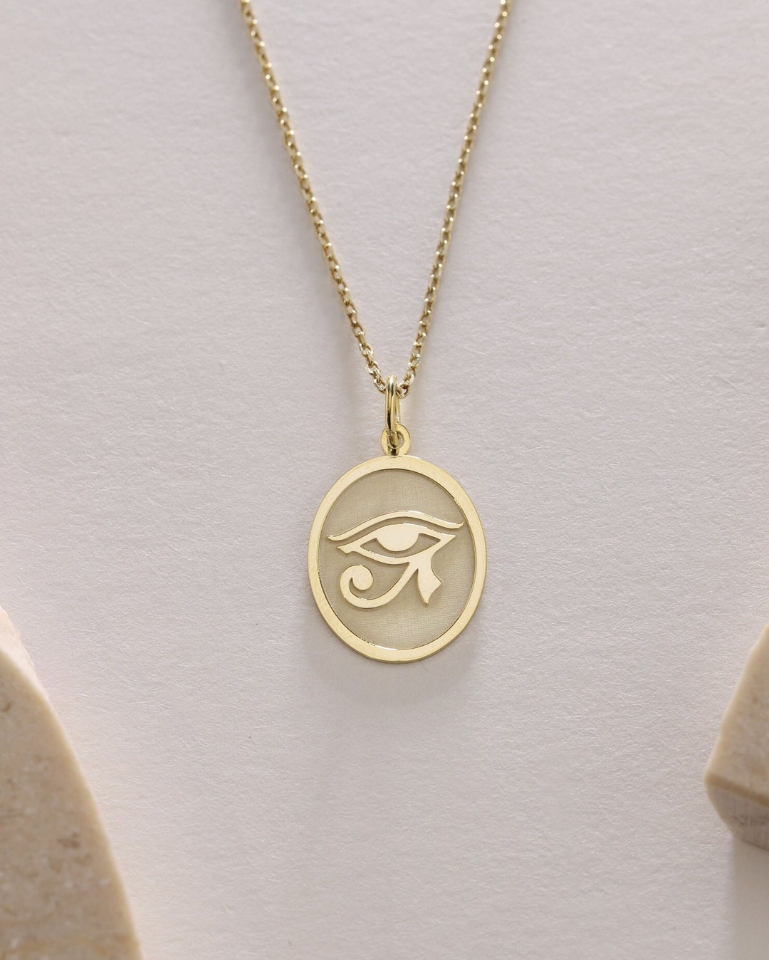 14k Gold Eye of Ra Necklace , Solid Gold Eye of Ra Pendant ...