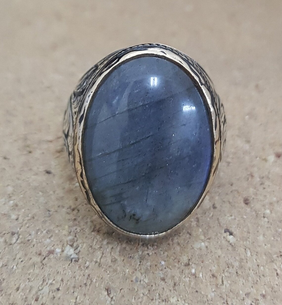 Blue Labradorite ring Large Stone ring 925 silver ring Boho | Etsy