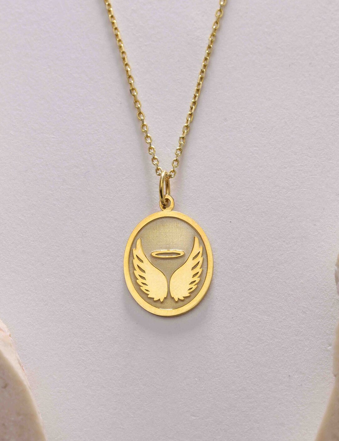 14k Gold Angel Wing , Gold Angel Wing Pendant ,engraved Angel Wing ...