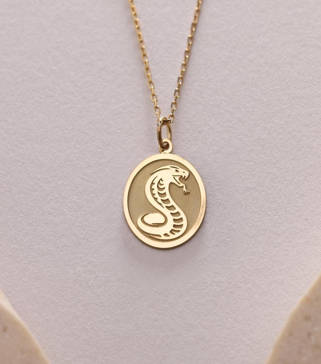 14k Gold Snake Necklace, Snake Pendant , Handmade Gold Necklace, Snake ...