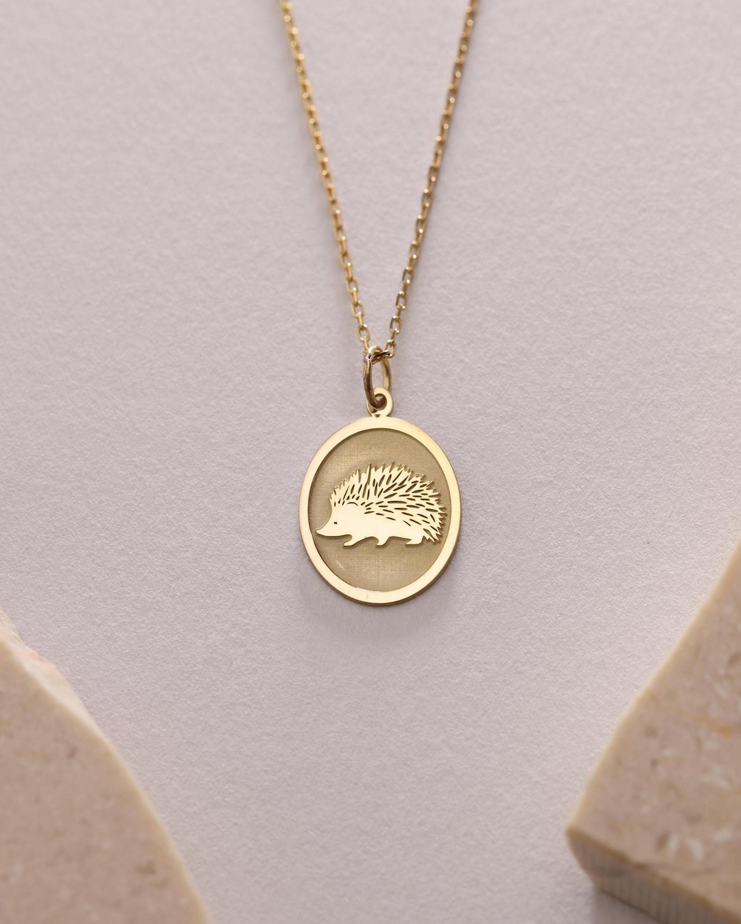 14k Solid Gold Hedgehog Necklace , Personalized Hedgehog Pendant ,gift ...