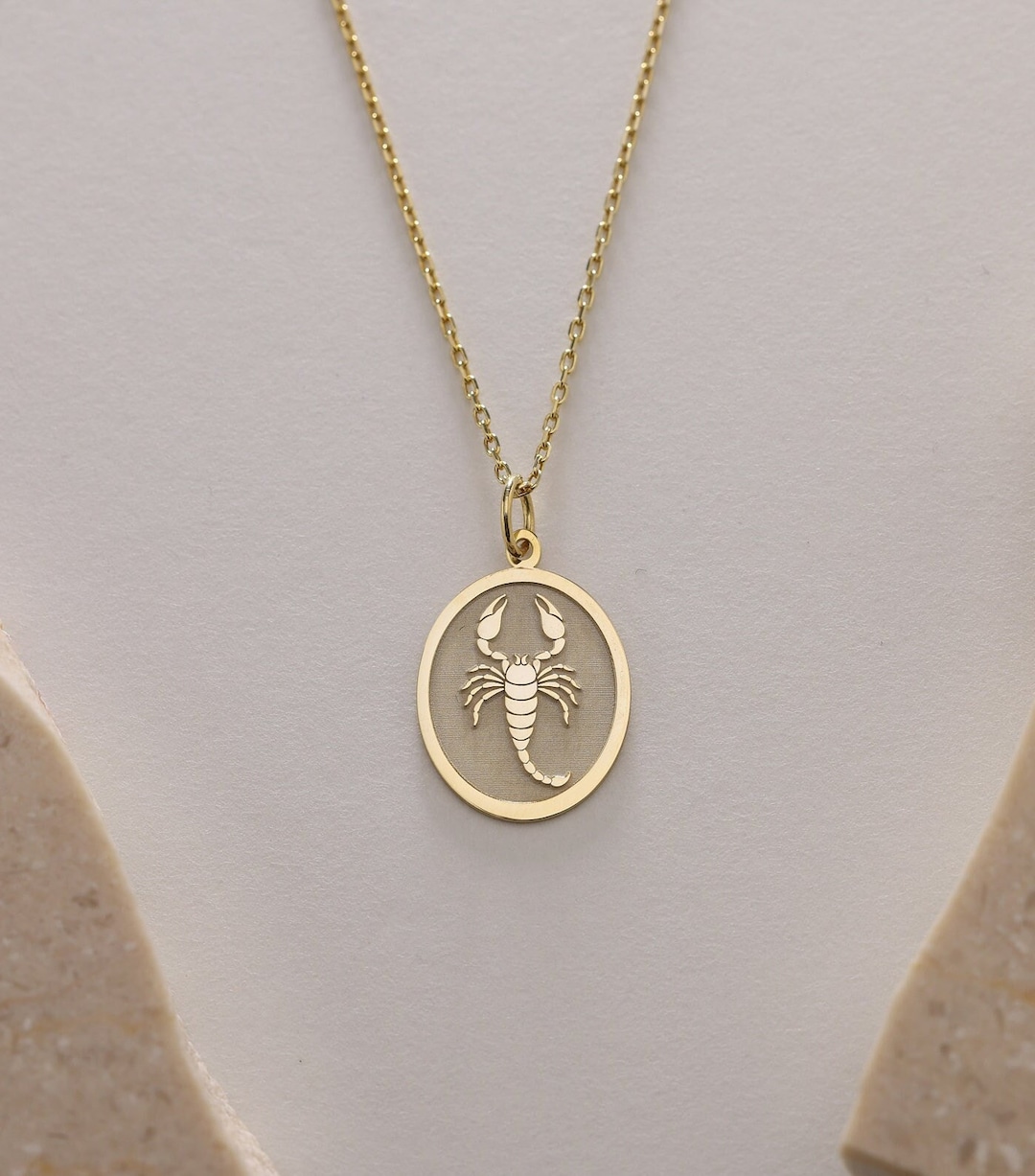 14k Gold Scorpion Necklace , Solid Gold Scorpion Pendant , Personalized ...