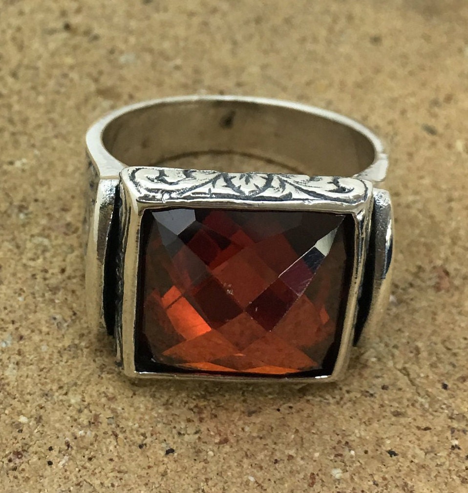 Handmade Silver Men Rings Unique Men Ring Garnet Stone Ring | Etsy