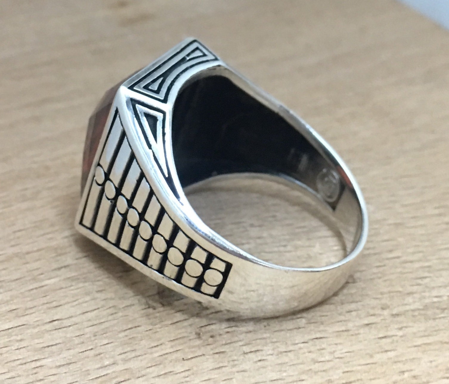 Handmade Silver Men Rings Mens Ring Unique Men Ring Garnet - Etsy