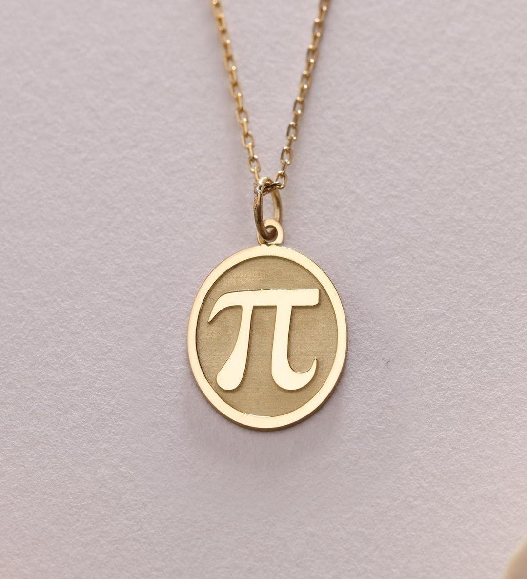 14k Solid Gold Pi Necklace , Pi Jewelry , Math Necklace , Pi Symbol ...