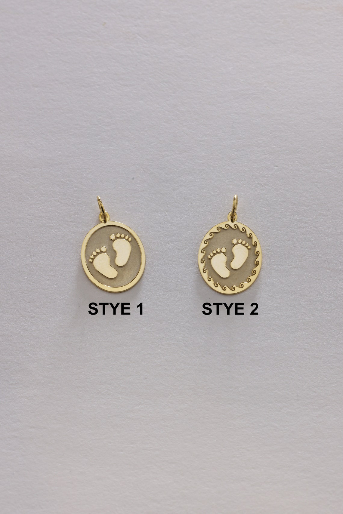 14k Gold Baby Feet Necklace , Solid Gold Newborn Baby Feet Pendant ...