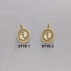 14k Gold Baby Feet Necklace , Solid Gold Newborn Baby Feet Pendant ...