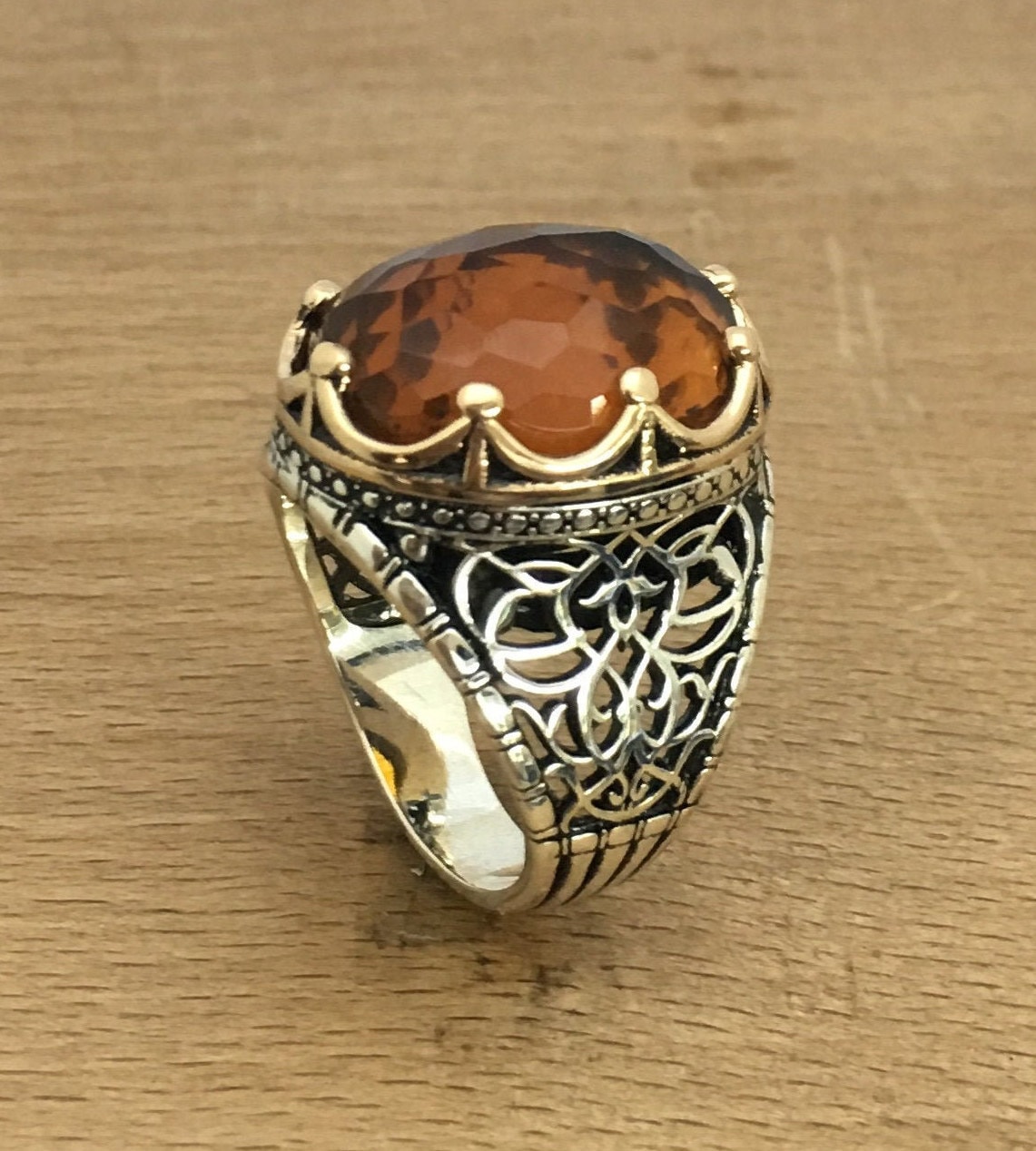 Handmade Silver Men Rings Unique men ring citrine stone | Etsy