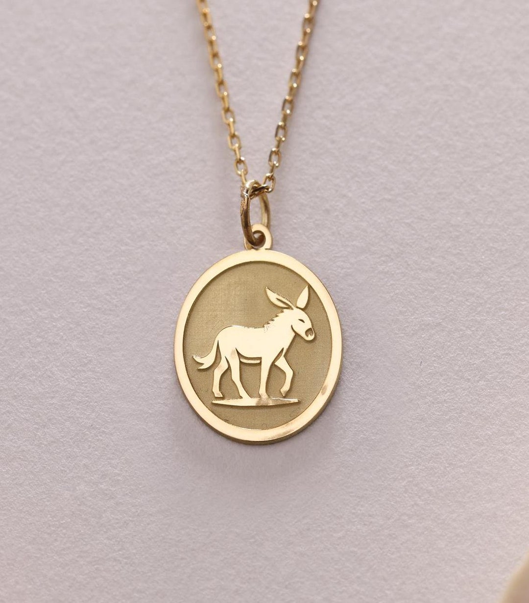 14k Solid Gold Donkey Necklace , 14k Donkey Pendant, Gold Donkey Charm ...