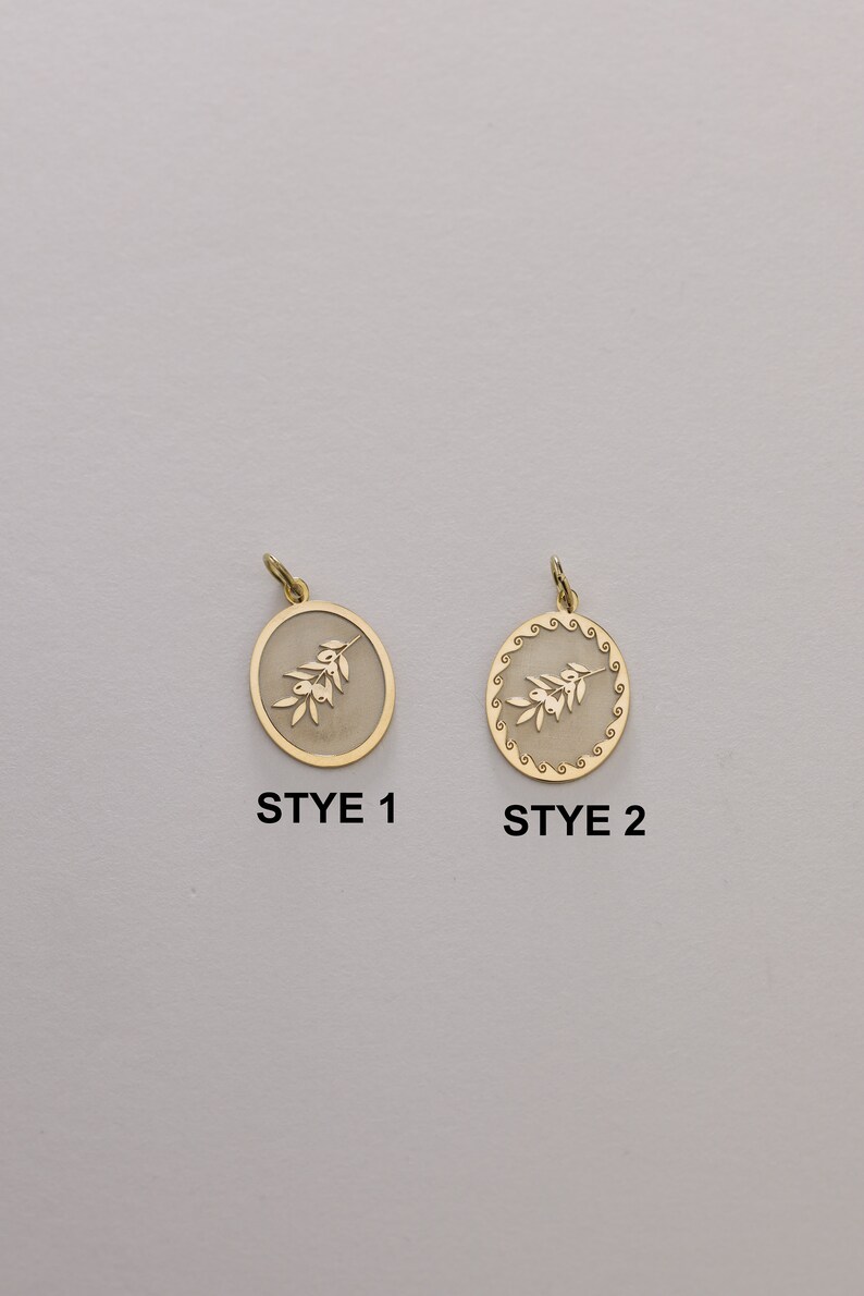 14k Gold Olive Branch Necklace , Solid Gold Olive Pendant ...