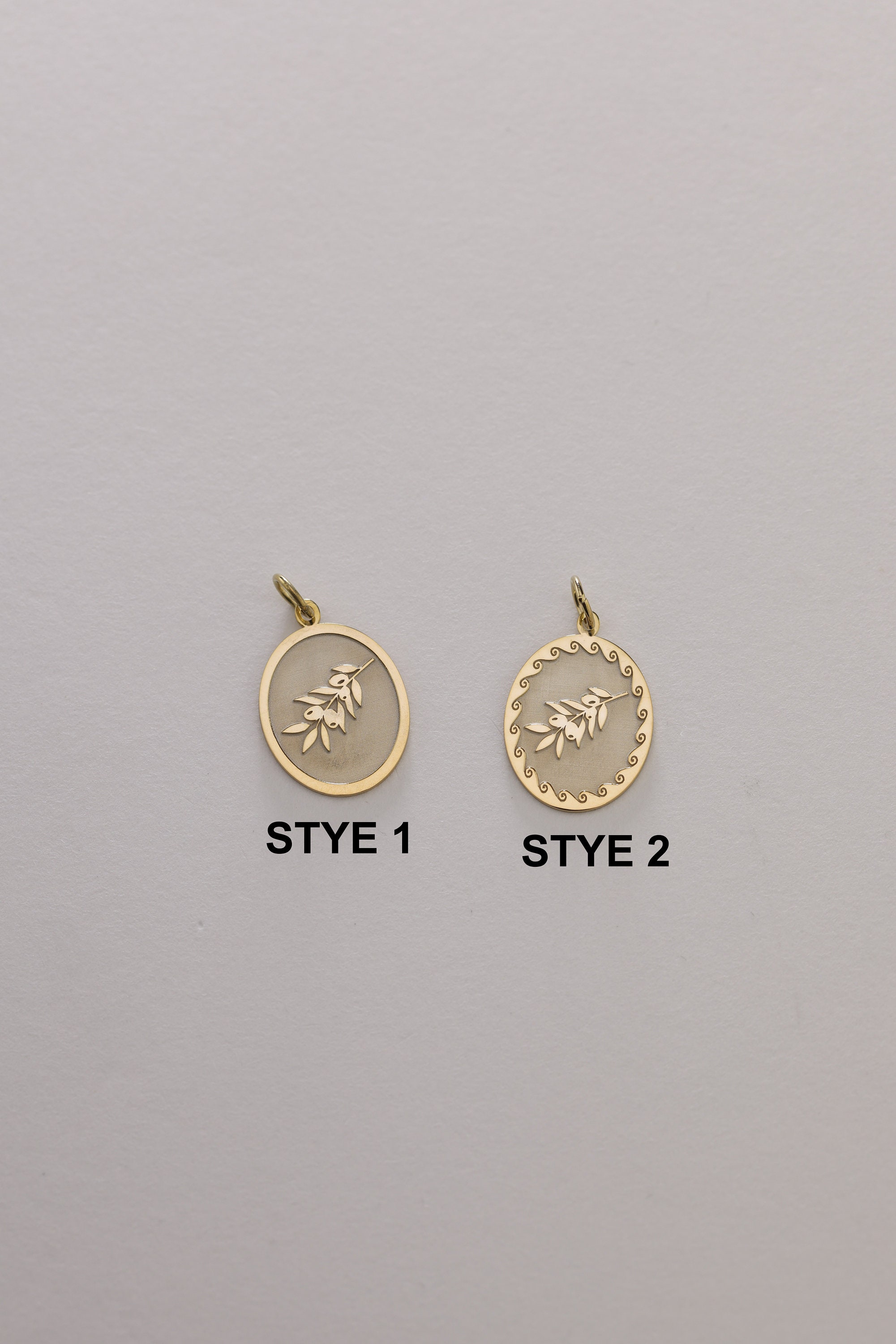 14k Gold Olive Branch Necklace , Solid Gold Olive Pendant ...