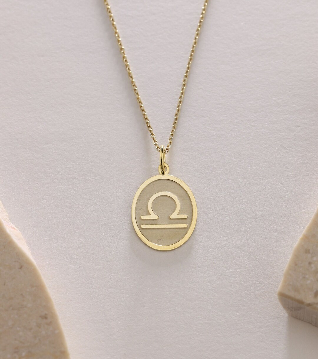 14k Gold Libra Necklace , Solid Gold Libra Sign Zodiac Pendant ...