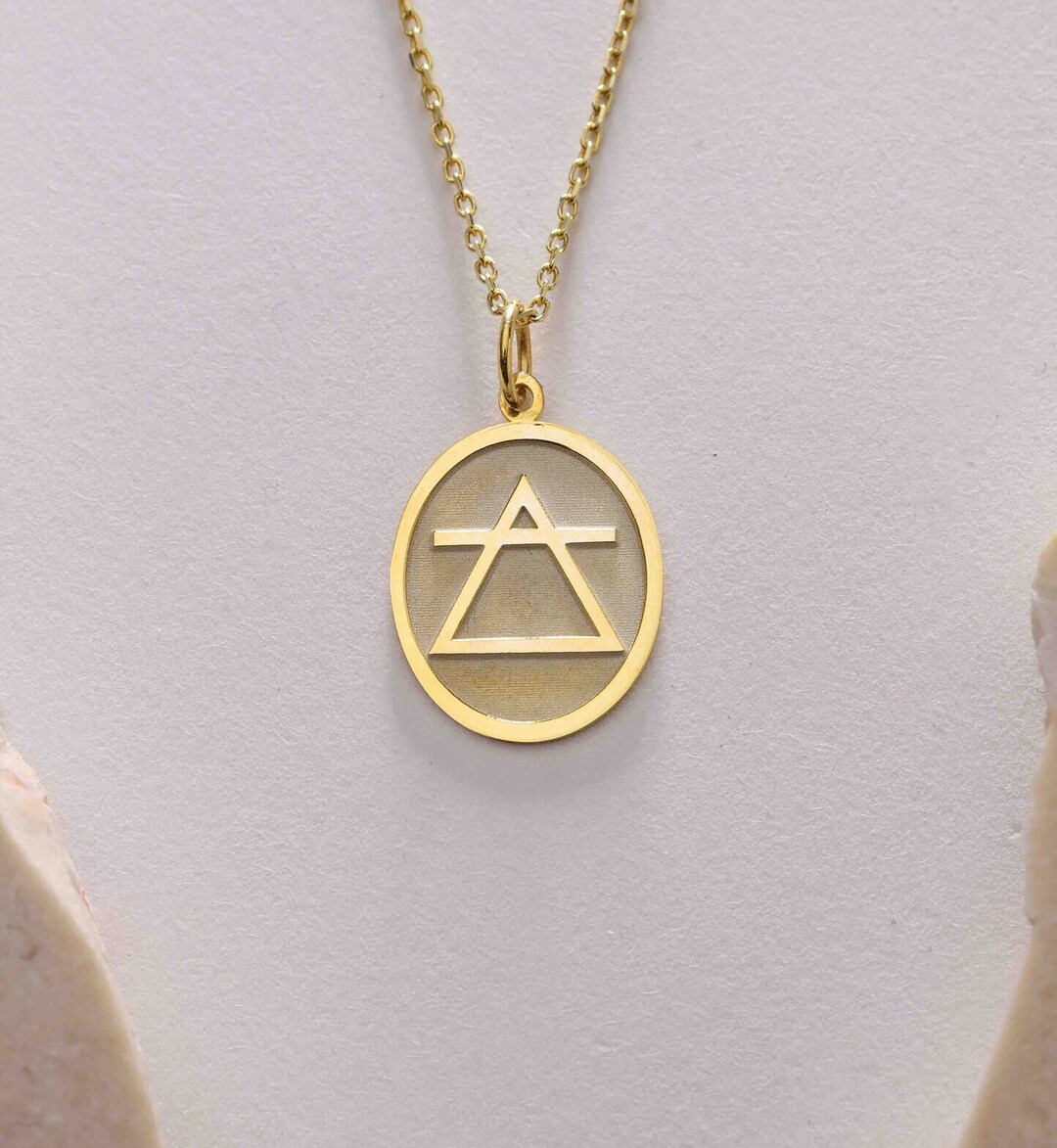 14k Solid Gold Air Element Symbol Necklace , Air Element Pendant ...