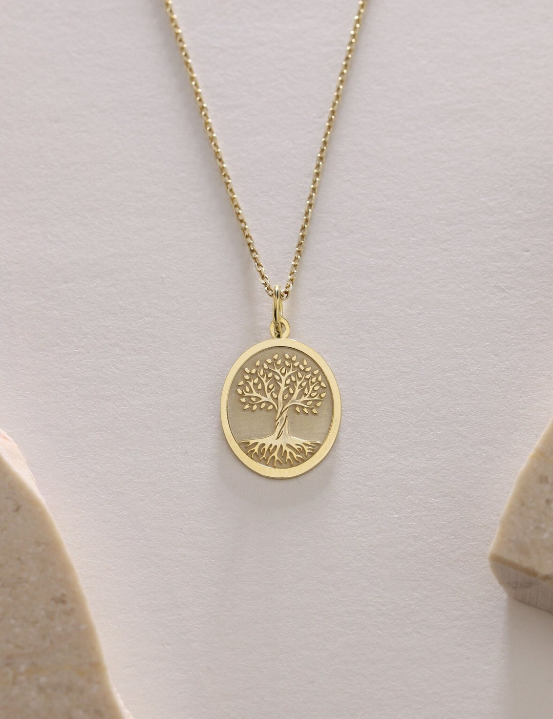 14k Gold Tree of Life Necklace , Solid Gold Tree Pendant , Personalized ...