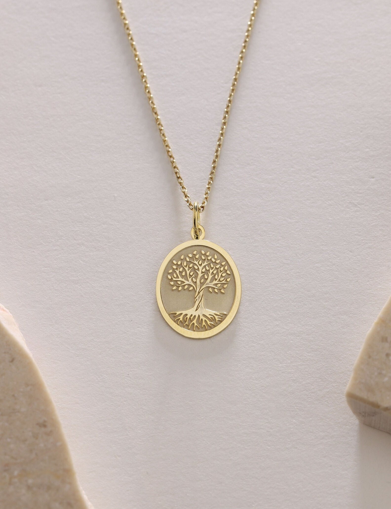 14k Gold Tree of Life Necklace , Solid Gold Tree Pendant , Personalized ...