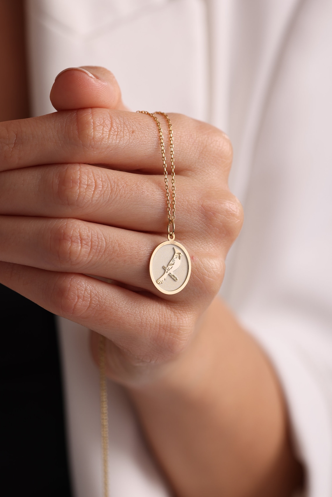 14k Gold Cardinal Bird Necklace, Personalized Blue Jay Pendant , Bird ...