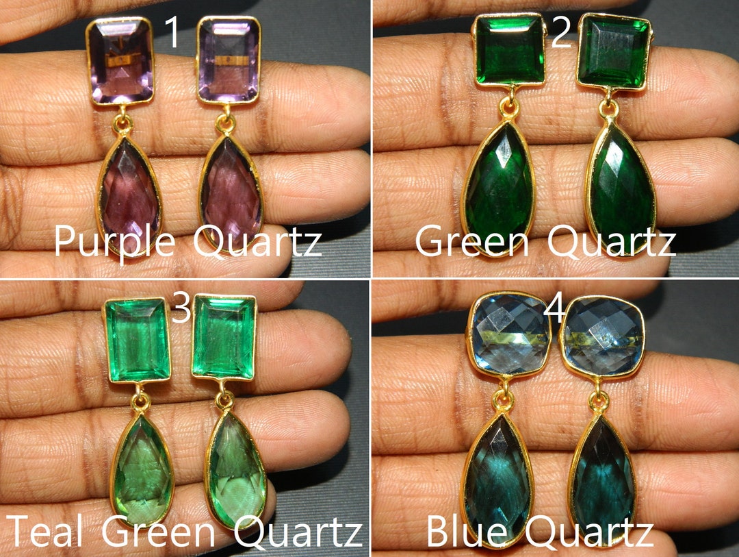 Amethyst, Emerald Green & London Blue Color Faceted Synthetic Stone ...